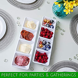 Plasticpro 4 Sectional Rectangle Plastic Disposable Serving Tray/Platter 5 X 16 Clear Pack of 2