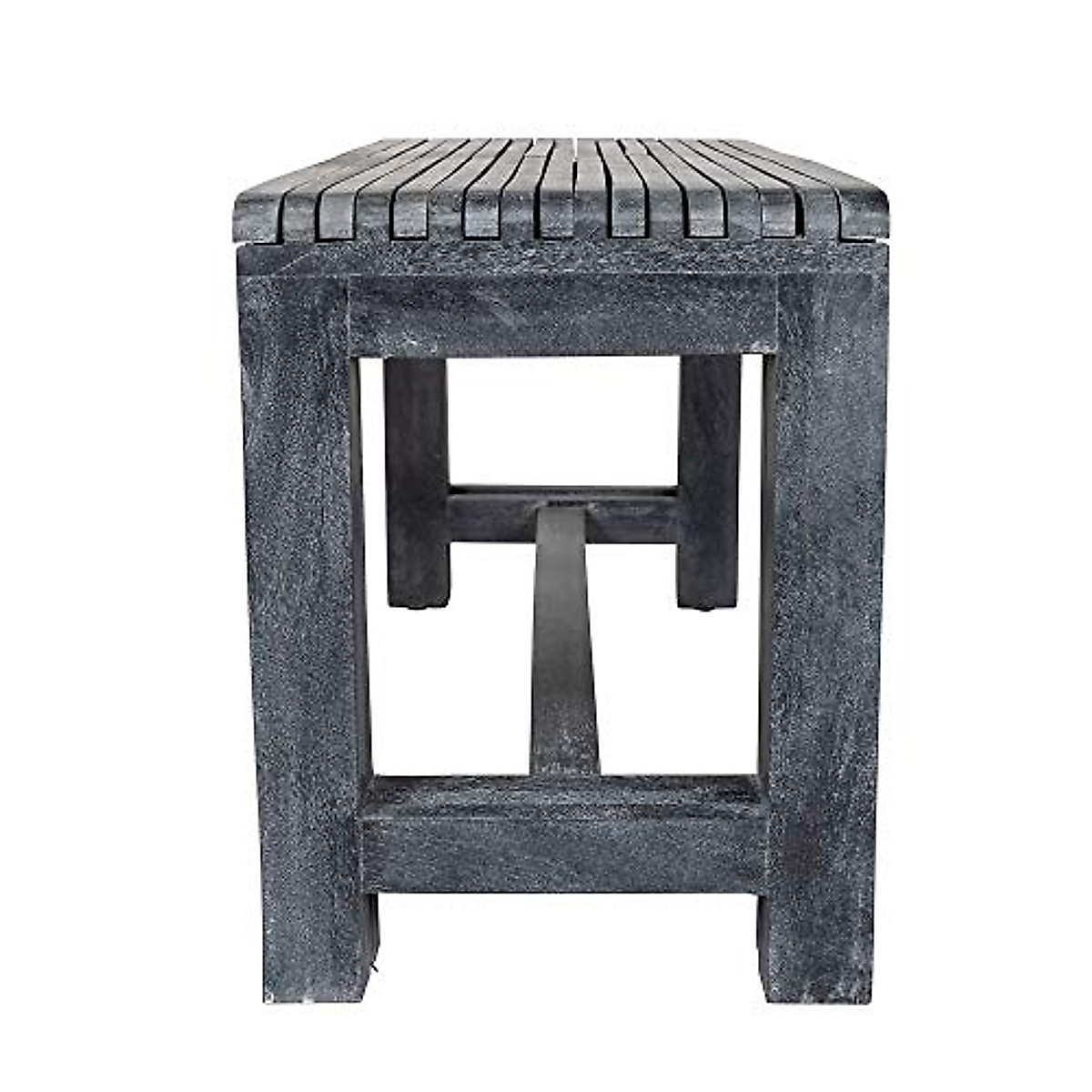 East at Main Bench, Extendable Bench Made of Solid Mango Wood, can Extend from 35" to 60" (Black)