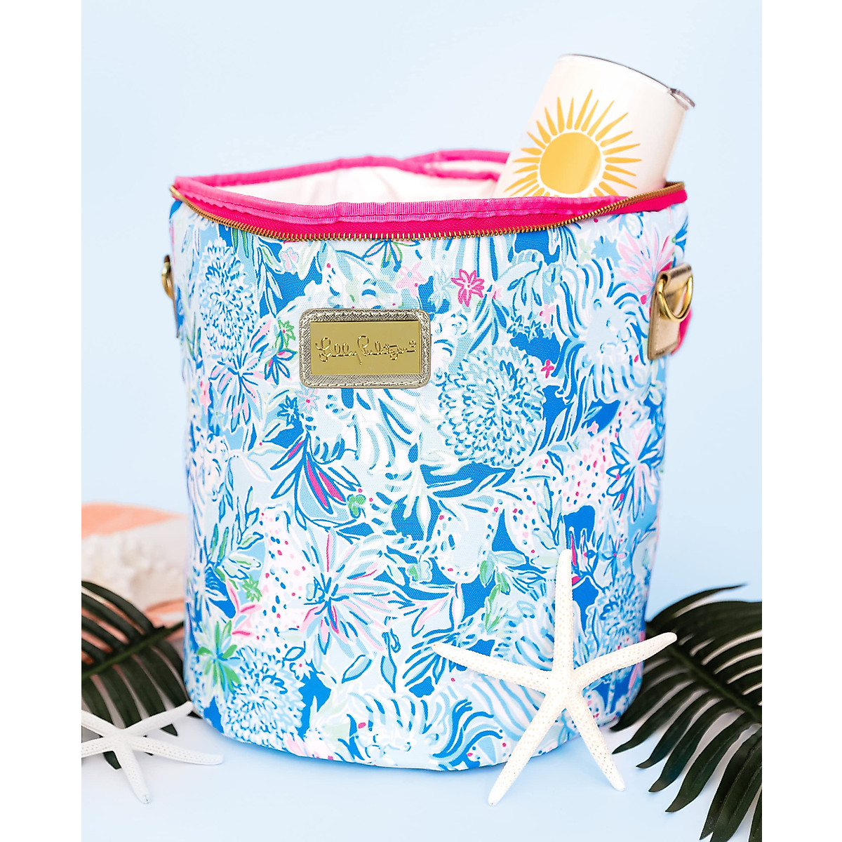 Lilly Pulitzer Insulated Soft Beach Cooler with Adjustable/Removable Strap and Double Zipper Close, Lion Around