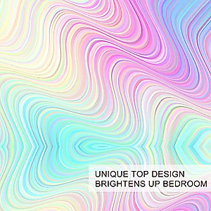 BlessLiving Rainbow Comforter Cover Set Full Pastel Duvet Cover for Girls 3D Modern Pattern Bedding Set Kids Pastel Duvet Covers Turquoise Pink Purple 3 Pieces Bed Cover Set with 2 Pillow Cases (Full)