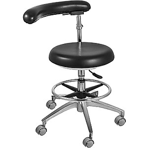 Dental Assistant Chair Hospital Nurse Stool Seat Height Adjustable PU Leather Black