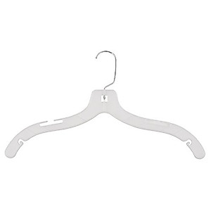 NAHANCO 1508 Plastic Dress Hanger, T-Shirt Weight, 17", Opaque White (Pack of 100)