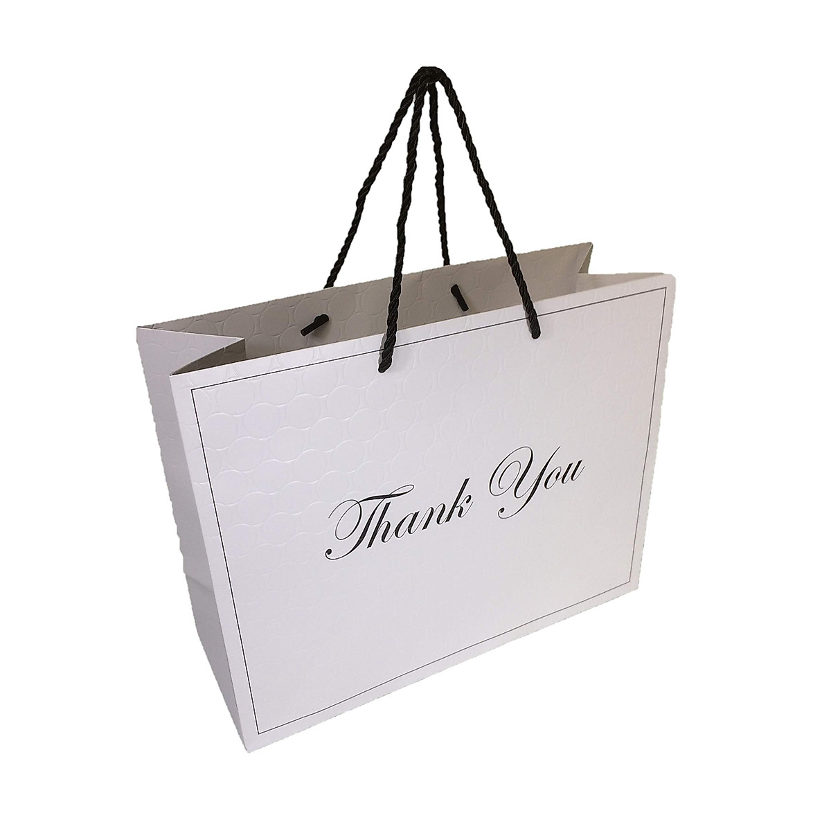 MODEENI 12 Large White Thank You Gift Bag Wedding Thank U Bags with handles 13x10 Paper Shopping Large White Gift Bags Merchandise Premium Quality Elegant Luxury Matte Modern Fancy Retail Clothing Boutique Birthday
