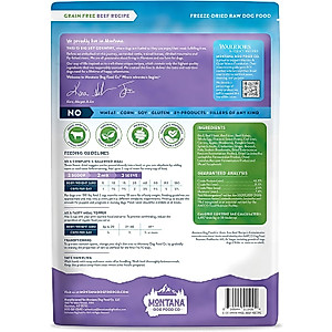 MONTANA DOG FOOD CO. Beef Freeze-Dried Raw Dog Food Topper – Grain-Free, High Protein Meal Enhancer with 100% All-Natural Free-Range Beef & Vegetables – Premium USA-Made, 12 oz