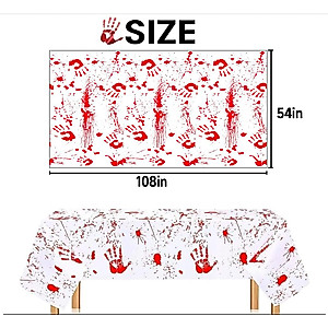 Grabo Bloody Zombie Rectangular Tablecloth, 108 x54in, Polyethylene, White, Halloween Party Supplies Decoration
