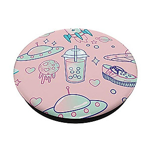 Pastel Goth Alien Babe Galaxy Pink Outer Space PopSockets PopGrip: Swappable Grip for Phones & Tablets