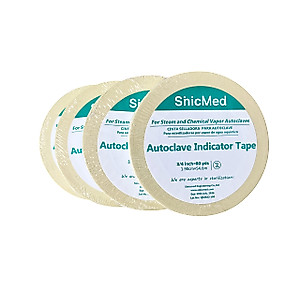Sinicmed Autoclave Indicator Tapes for steam Sterilization(3/4''*60yards) with Plastic core for Dental lab Tattoo 1 roll