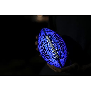Wave Runner Glow in The Dark LED Light Junior Football, Waterproof Double Laced Football for Night Sports and Games Waterproof Ball for Pool, Beach and Backyad