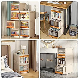 Plastic Drawers, Stackable Storage Drawers, 4 Drawers Plastic Storage, Storage Drawers Organizer for Bathroom, Two Way Opening Drawers for Clothes, Storage Bins with Drawers, Under Desk Storage Drawer