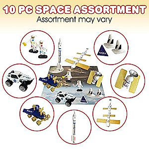 ArtCreativity 10 Pc Space Explorer Toy Kit, Pretend Play Set with Astronaut Figurines, Robotic Exploration Truck, Diecast Metal Vehicle, NASA Sign and More, Best Gift for Exploring Boys and Girls