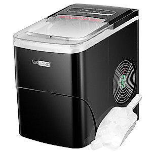 VIVOHOME Electric Portable Compact Countertop Automatic Ice Cube Maker Machine with Self Cleaning Function Visible Window and Hand Scoop Black 26.5lbs/Day
