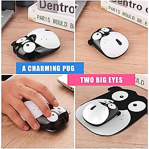 FLY WAY Cute Wireless Mouse, Cartoon Dog 2.4GHz Rechargeable Cordless Mouse with Nano USB Receiver Children Mice Kids Gaming Mouse for Notebook,Laptop,PC,Desktop (black)