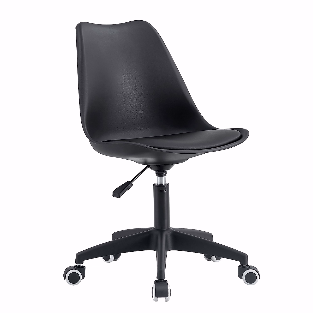 CIATRE Black Modern Home Office Desk Chairs, Adjustable 360 °Swivel Chair Engineering Plastic Armless Swivel Computer Chair with Wheels for Living Room, Bed Room Office Hotel Dining Room