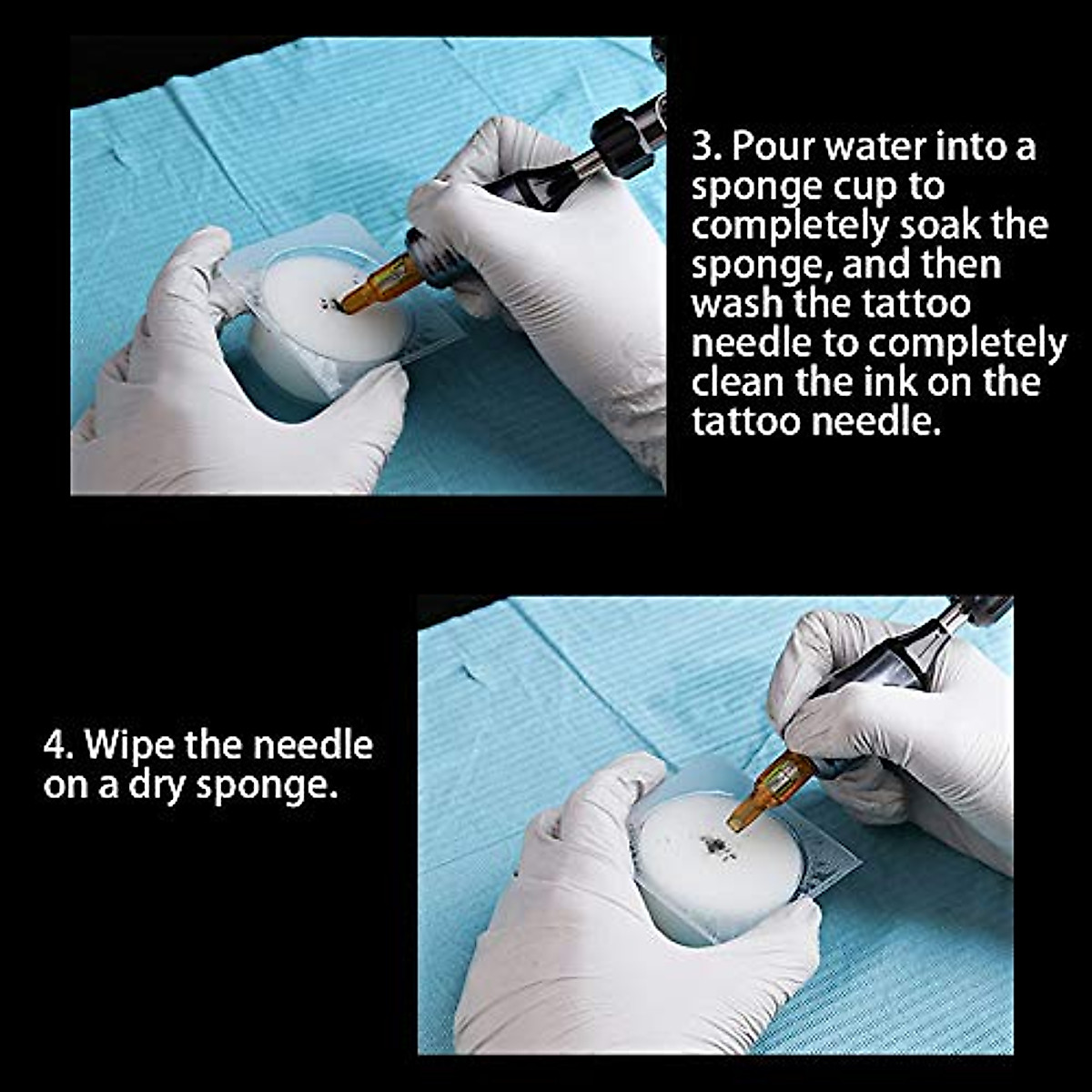 koulate Tattoo Dip Cup Cap, Tattoo Pin and Tip Enjuague Dip Clean Cartucho Profesional Dip Foam Cleaning Cup Tattoo Clean Supplies para accesorios de tatuaje