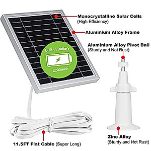 UYODM Solar Panel Compatible with eufyCam 2C/2C Pro/2/2 Pro/E20/E40/E Micro USB, Built-in 2200mAh Battery IP66 Weatherproof &11.5Ft Power Cable, Aluminum Alloy Adjustable Wall Mount 3Pack