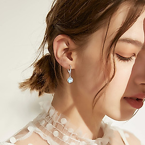 URONE Moonstone Earrings 925 Sterling Silver Filigree Moonstone Dangle Drop Earrings Leverback Earrings Moonstone Jewelry Gifts for Women