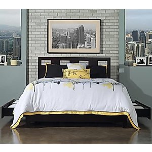 Modus Furniture Solid Wood 2-Side Storage Bed, California King, Riva - Espresso