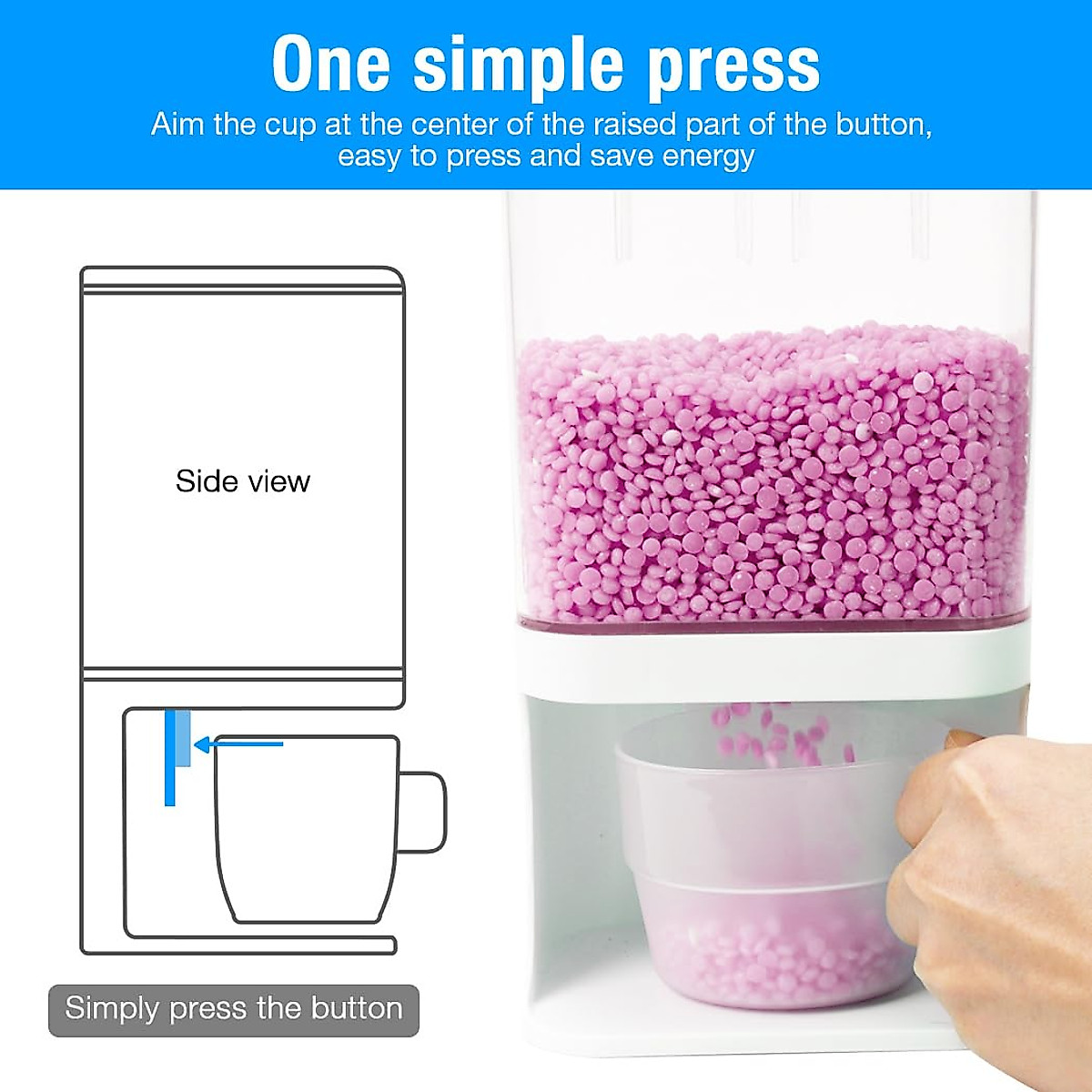 Conworld Laundry Detergent Dispenser, Wall Mounted Laundry Beads Dispenser for Scent Booster Beads, Stain Remover Powder, Bath Salts, Rice, Beans Grain and Dry Food, Laundry Scent Booster Container