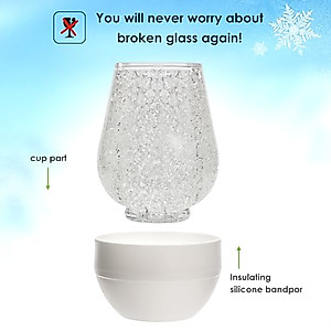 Freeze Wine Cooling Cup Set: Set of 1 Chiller Mug Red and White Wine Glasses with Frozen Gel - Plastic Shatter Resistant Double Wall Insulated Cooler Cups 10 oz