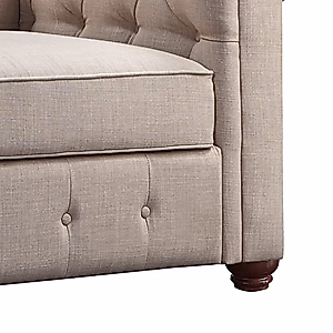 Rosevera Genevieve Upholstered Fine Polyester Collection Tufted Loveseat Couch, Contemporary Chesterfield Armrest,Sectional Sofa for Living Room Apartment, 3SEAT, Beige 3SEAT