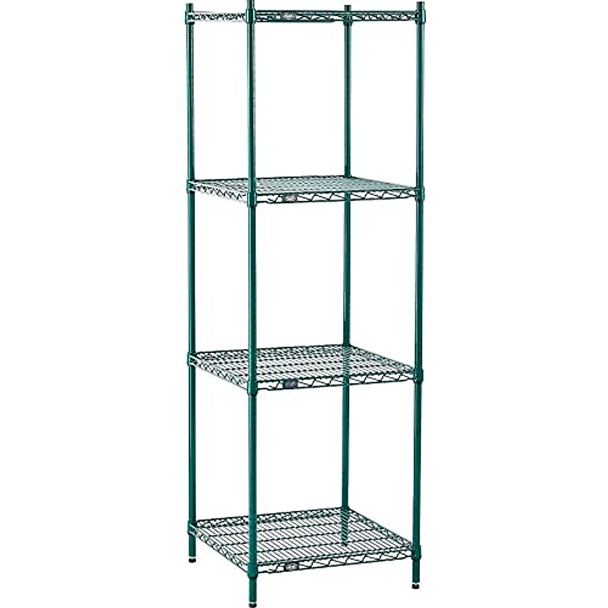 Nexel 21" x 24" x 74", 4 Tier Adjustable Wire Shelving Unit, NEXGuard Anti-Microbial Agent, NSF Listed Commercial Storage Rack, Poly-Green, Leveling feet