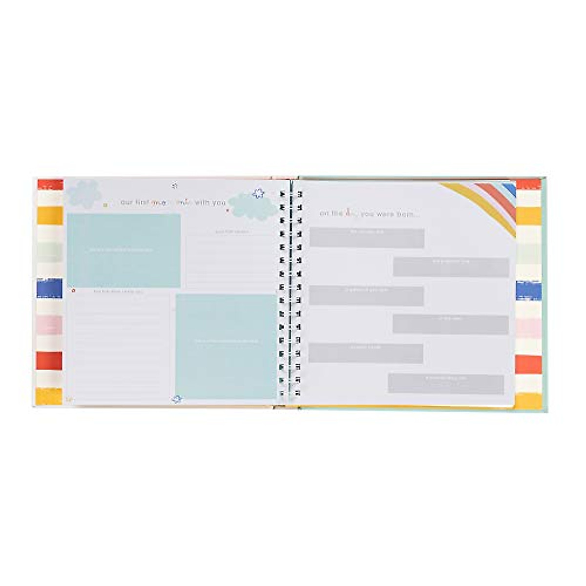 C.R. Gibson Rainbow ''A Book of Baby's Firsts'' Baby First Year Memory Book with Ink Pad, 36 Pages, 9.5'' x 9''