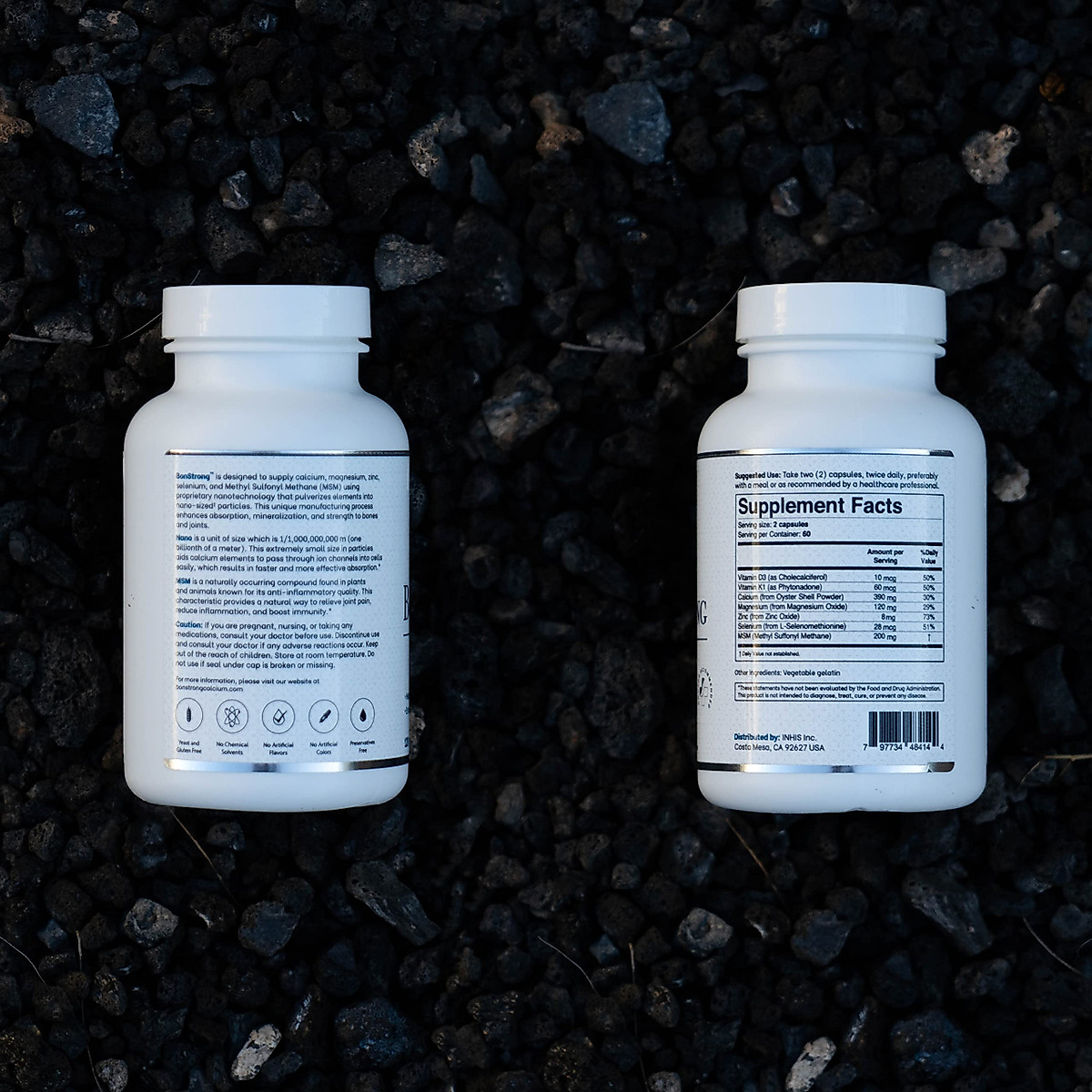 BonStrong Nano Calcium & MSM - Patented Nanotechnology with Vitamin D & K, Magnesium, Zinc, Selenium, and MSM for Bone & Joint Health - 120 Veggie Caps