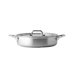 Misen 6 Quart Stainless Steel Rondeau Pot with Lid - 5-Ply Steel Braiser Pan with Handles