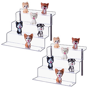 LileZbox Acrylic Display Risers Shelf for Pops Figures, Clear 4-Step Display Stand for Display Or Collection( 12 X 9 in) (large-2 pack)