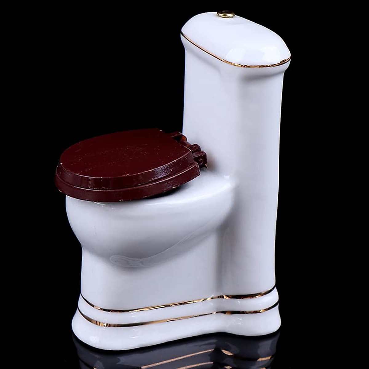 1:12 Dollhouse Miniature Porcelain Bathroom Set 5 PCS White Ceramic Toilet Basin Bathtub Mirror Miniature Furniture Doll Accessories for Bathroom Cake Topper Toy Fairy House Furniture Miniature Toys