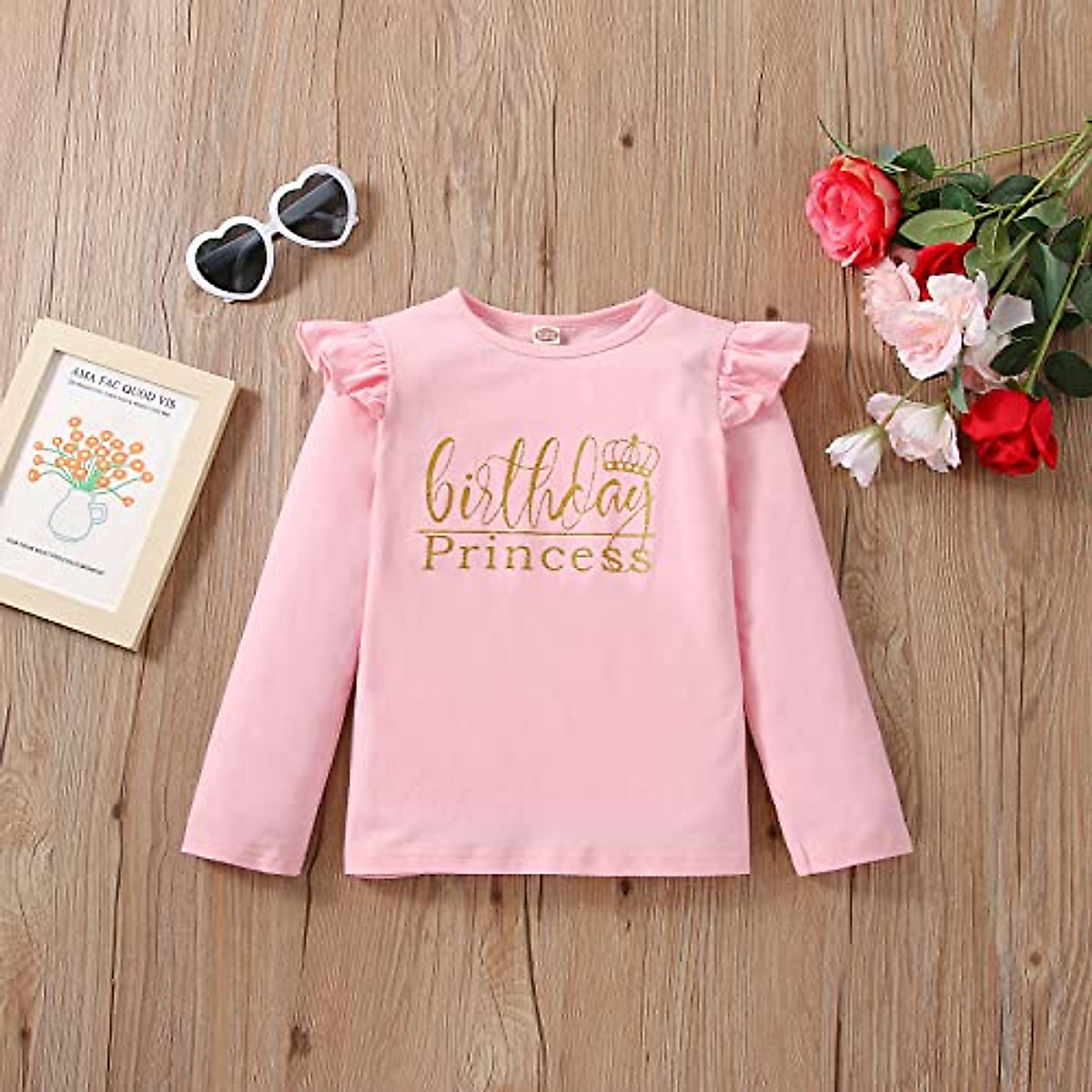 Toddler Kids Baby Birthday Girl Shirt Girls Birthday tee Outfit Toddler Baby 2nd 3rd 4th 5th 6th 7th Princess Vest Long Sleeve T-Shirts Top