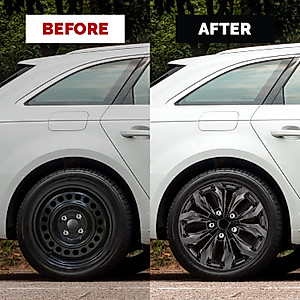 Pilot Automotive WH555-16GM-B 16 Inch Spyder Gunmetal Grey Universal Hubcap Wheel Covers For Cars - Set Of 4 - Fits Most Cars