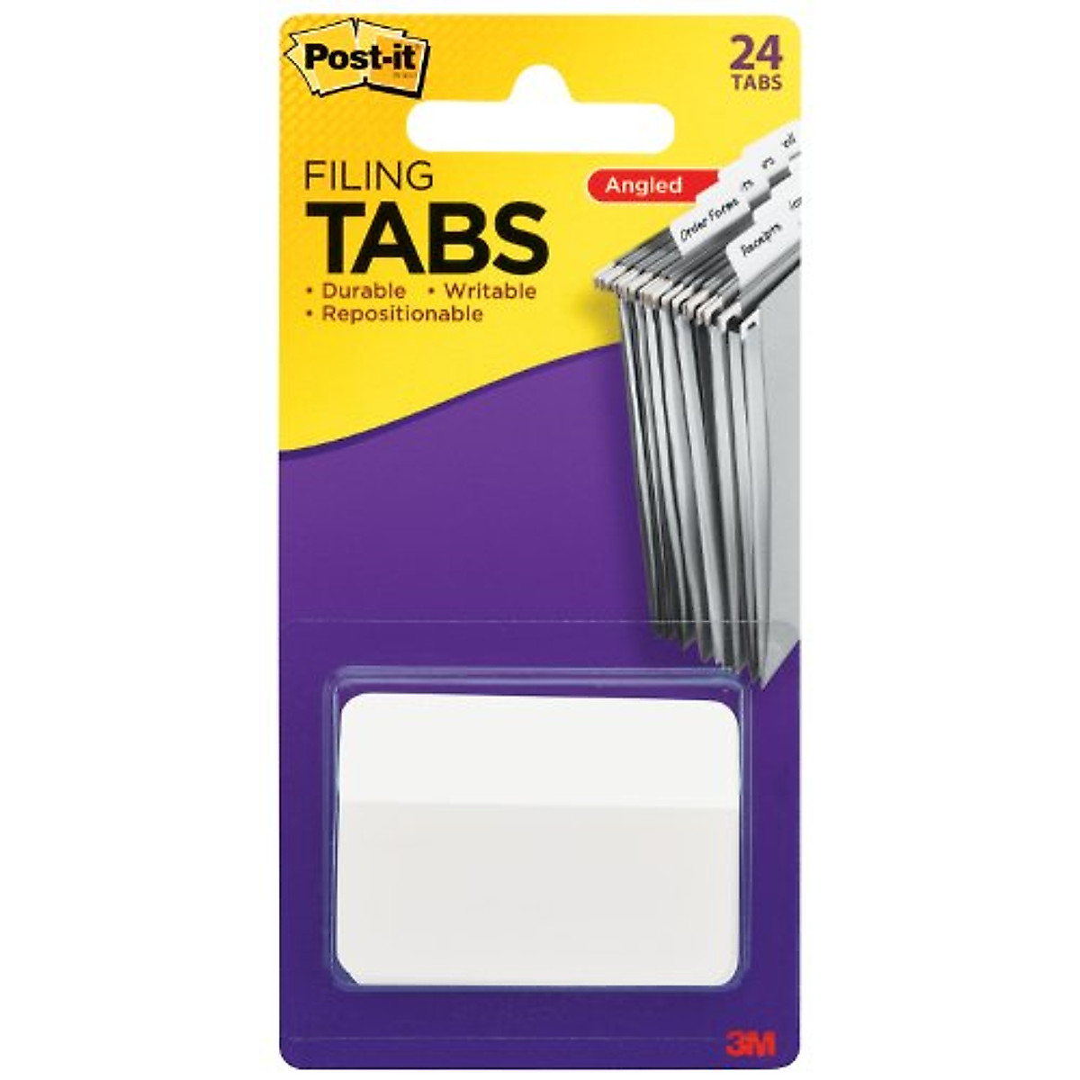 Post-it Tabs, 2 in Angled Solid, White, 24 Tabs/Pack (686A-24WE)