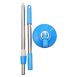 Gogogmee Mop Pole Floor Mop Rod Base Replacement Micro Fiber Mop Pedal Turnicate Mop Handle Commercial Velda Broom Handle Threaded End Mops for Floor Cleaning Mop Heads Stainless Steel Blue