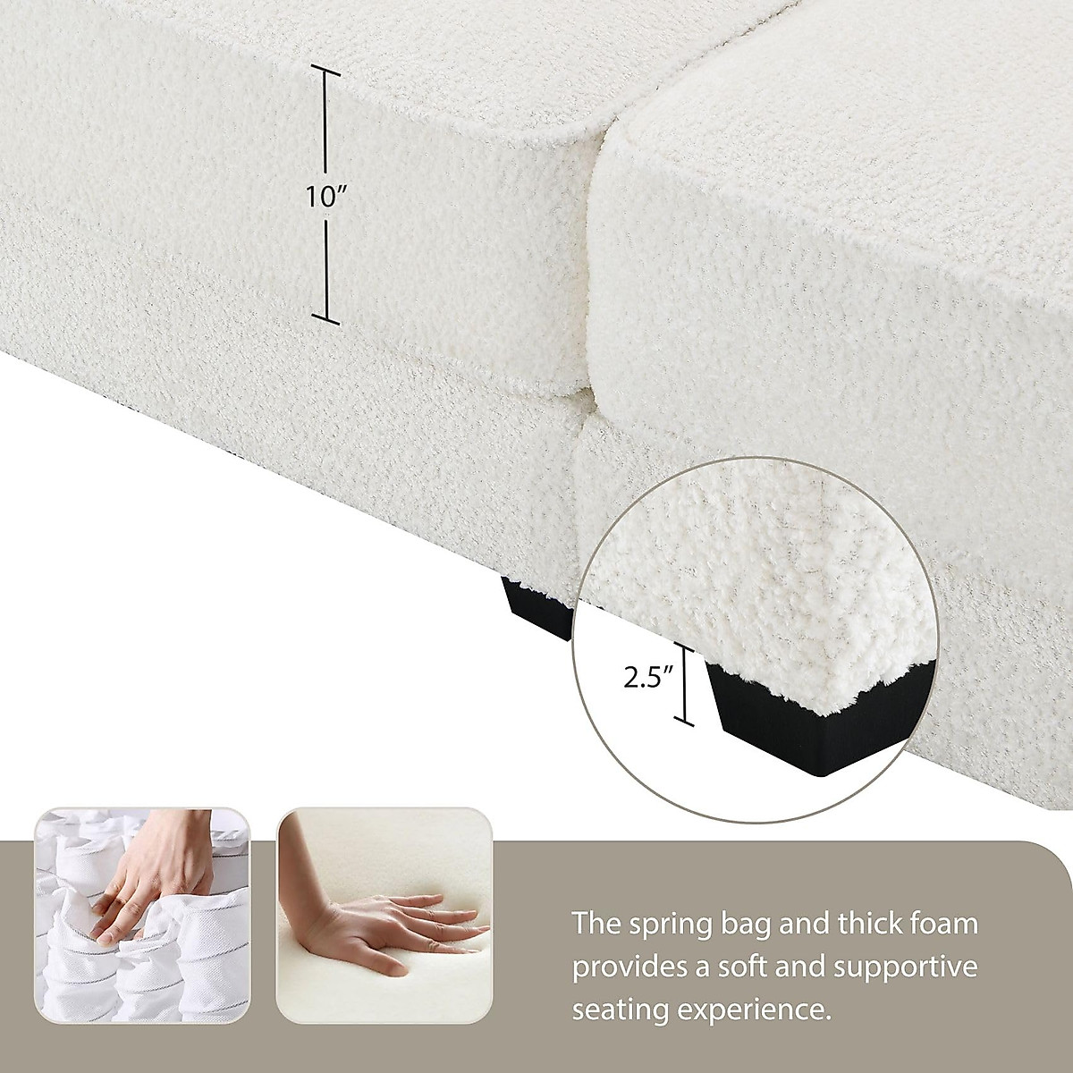 Merax 81" Modular Sectional Couches for Living Room, L Shape Pull Out Convertible Sleeper Sofa Bed with Ottoman in Apartment, Office, Dorm, White