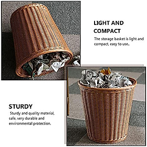 WSLLK Under Sink Trash can Rattan Woven Waste Bin Trash Can Kitchen Trash Basket Home Office Dustbin Sundries Garbage Can Accessories