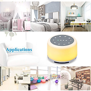 White Noise Machine for Sleeping, with 24 Soothing Sounds Night Light and Timer, Rechargeable Natural Sound Machine, Portable Sleep Sound Machine for Baby, Adult, Home, Office, Sound Therapy