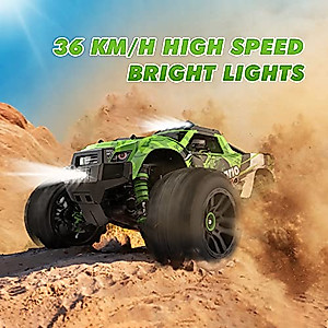 RIAARIO 1:18 RC Cars for Boys, 36 KPH High Speed Remote Control Car for Adults, All Terrain 4WD Electric Vehicle with 2.4 GHz Remote Control, Offroad Waterproof RC Trucks with 2 Rechargeable Batteries