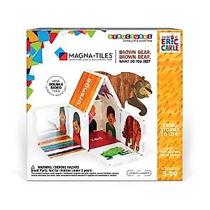 CreateOn Magna-Tiles Brown Bear, What Do You See? (The Very Hungry Caterpillar) Set, Eric Carle Books for Kids’ Building Toys, Magnet-Tiles Toys for Ages 3+, 16 Pieces