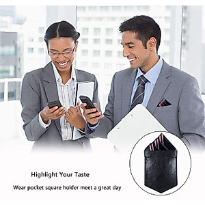 ONLVAN Pocket Square Holder Leather Slim Pocket Square Holder for Men's Suit Handkerchief Keeper (Holder Only)