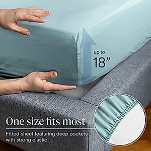 LuxClub 6 PC Sheet Set Sheets Deep Pockets 18" Eco Friendly Wrinkle Free Sheets Machine Washable Hotel Bedding Silky Soft - Light Teal Queen
