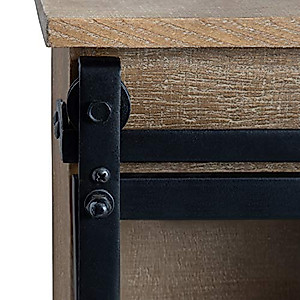 Kate and Laurel Barnhardt Decorative Wooden Wall Cabinet with Two Sliding Glass Doors, 30" x 28", Rustic Brown, Barndoor Modern Farmhouse Storage