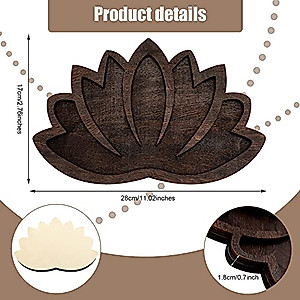 Yuntau Wood Tray Crystals Holder Wooden Lotus Holder Crystal Tray for Stones, Healing Crystals and Gemstones Storage Table Coaster, Dark Brown