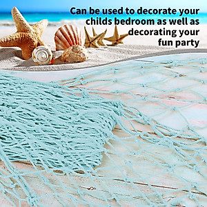Decorative Fishing Net Light Blue 80x40 Inch,YuanDe 2 Pack Large Picture Fish Net,Wall Photo Hanging Fishnet for Nautical Mermaid Pirate Ocean Theme Hawaii Beach Under The Sea Party Decoration