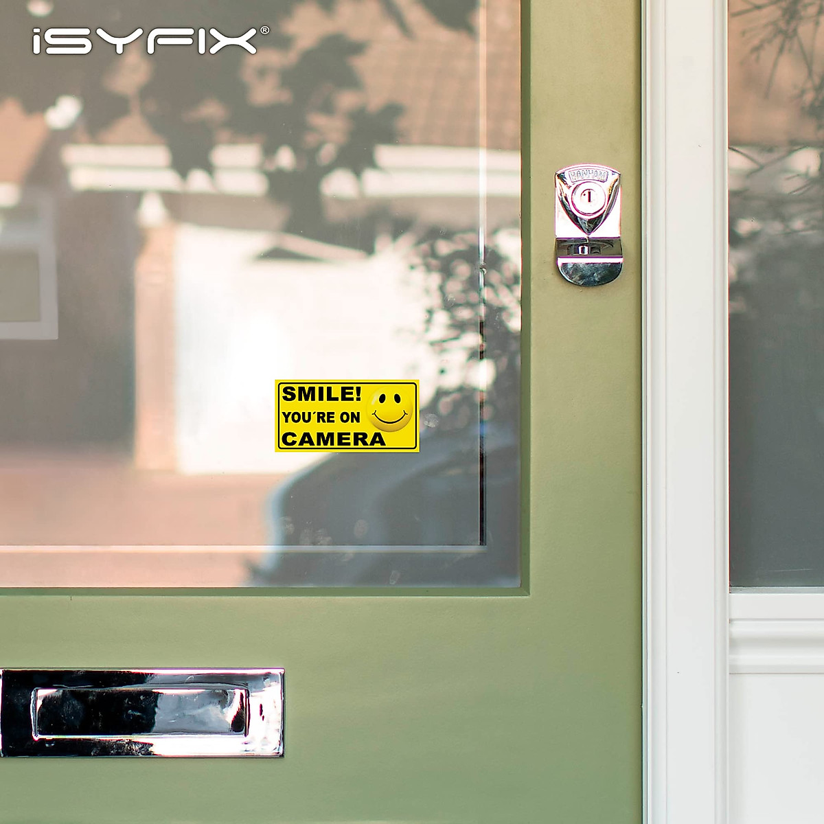 iSYFIX Smile You're on Camera Stickers for Business – 6 Pack 4x2 Inch – Self-Adhesive Vinyl Decal, Laminated for Ultimate UV Protection, Fade Resistance, Security Camera Sign for Home, Business, CCTV