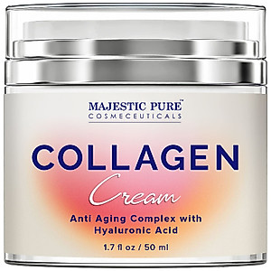 Majestic Pure Collagen Cream for Face, Day & Night Cream with Anti Aging Complex and Hyaluronic Acid - Collagen & Antioxidant Nutrients - Reduces Looks of Wrinkles and Pores - Men & Women, 50 ml