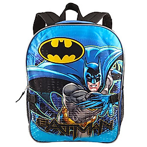 Batman Backpack and Lunch Box Set - Bundle with Batman Backpack for Boys 8-12, Batman Lunch Bag, Water Pouch, More | Batman Lunch Container