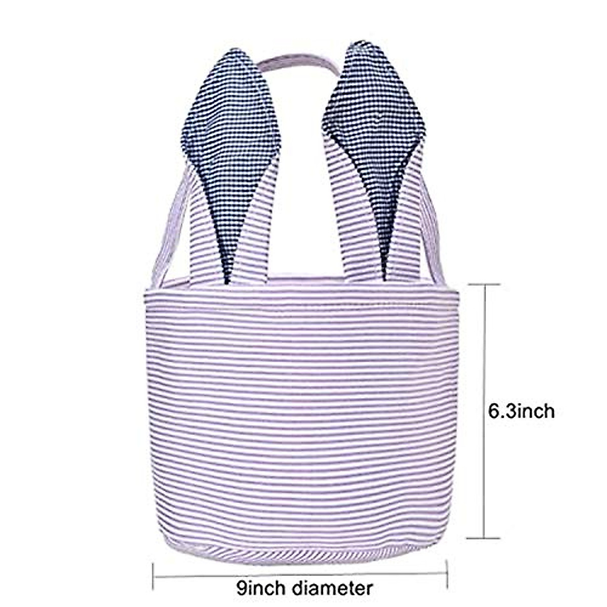 Easter Basket Seersucker Egg Hunt Bunny Baskets for Kids Children,Easter Egg Hunt Bucket Bunny Ear Egg Hunting Candy Carry Basket Party Gifts (Purple)