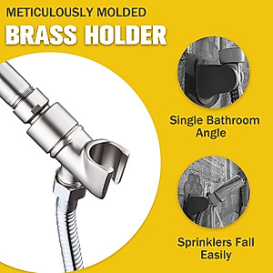 All Metal Handheld Shower Head Holder, Adjustable Shower Wand Holder with Universal Shower Arm Mount and Brass Pivot Ball, for Connecting Shower Arm and Shower Hose