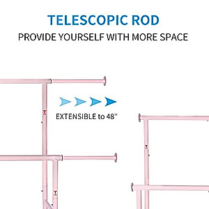 Fishat Pink Double Rod Garment Rack & Simple Garment Rack